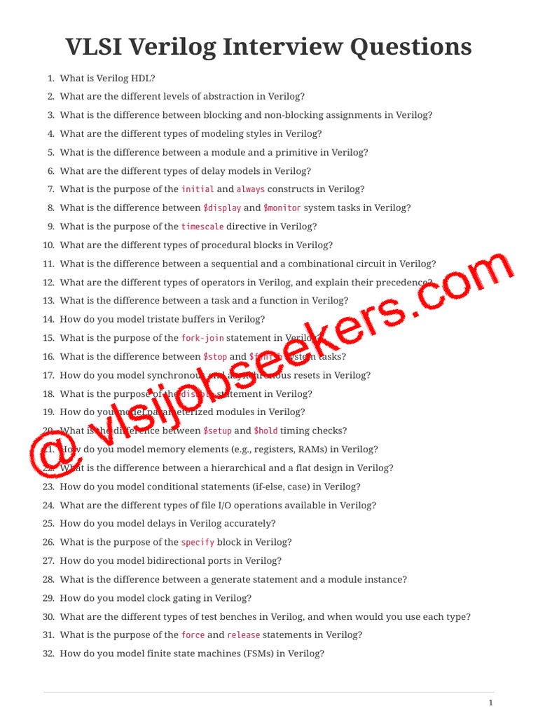 Vlsi Interview Q - Learn More @ | PDF | Computer Engineering | Computing