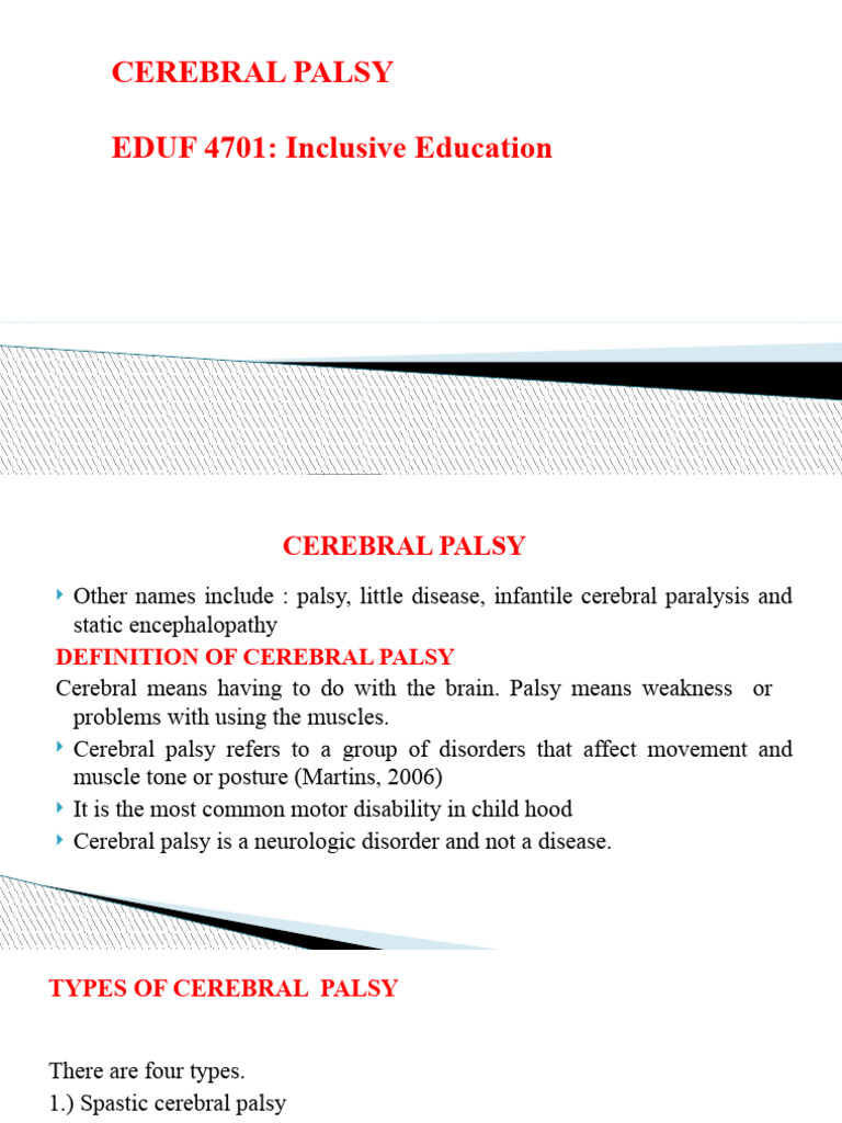 Cerebral Palsy Presentation | PDF | Cerebral Palsy | Diseases And Disorders