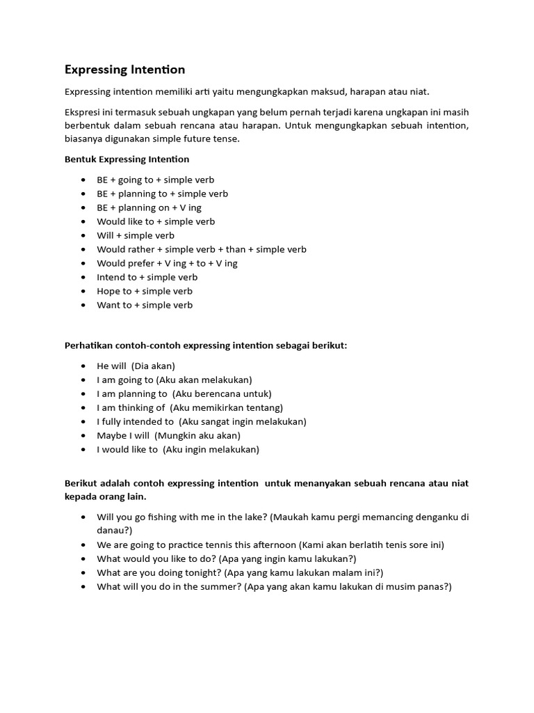 Expressing Intention | PDF