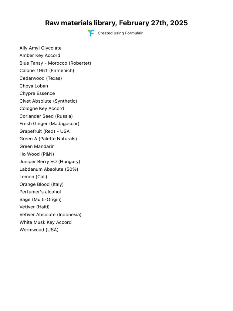 Raw Materials Perfume | PDF