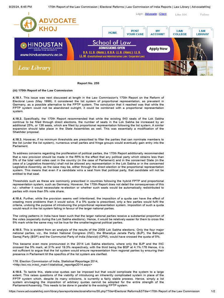 170th Electoral Reforms | PDF | Government | Democracy