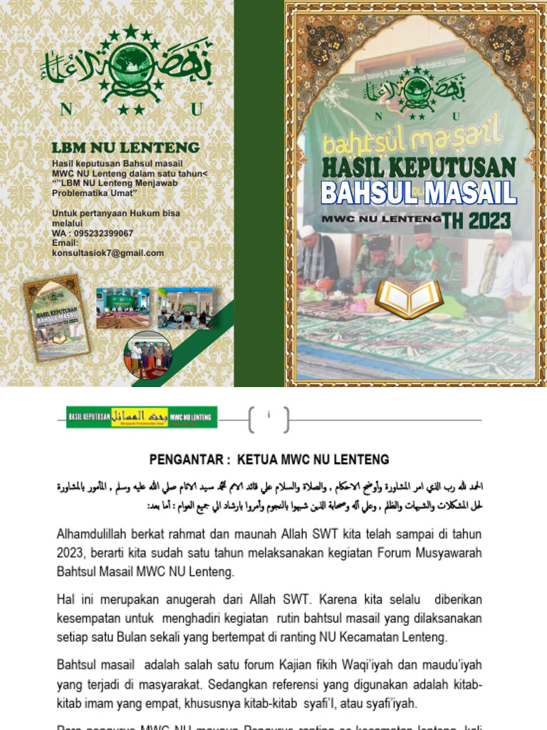 Hasil Keputusan BM 2023 MWC NU Lenteng | PDF