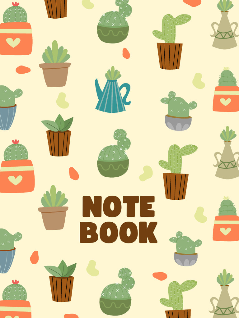 Green Brown Cute Cactus Illustrative Note Book Cover Document_20250302 ...