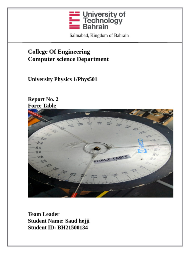 Force Table Experiment Report | PDF | Force | Weight