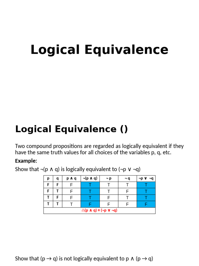 3-Logical-Equivalence | PDF | Formalism (Deductive) | Logic