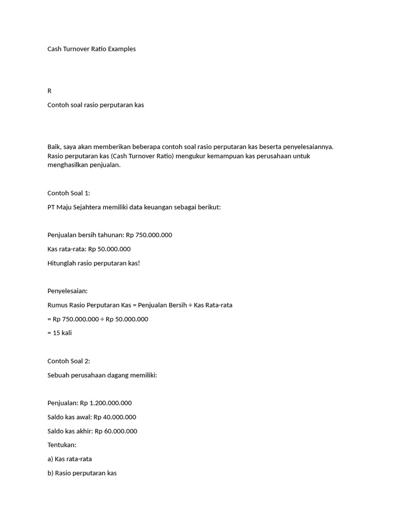 Contoh Rasio Perputaran Kas | PDF