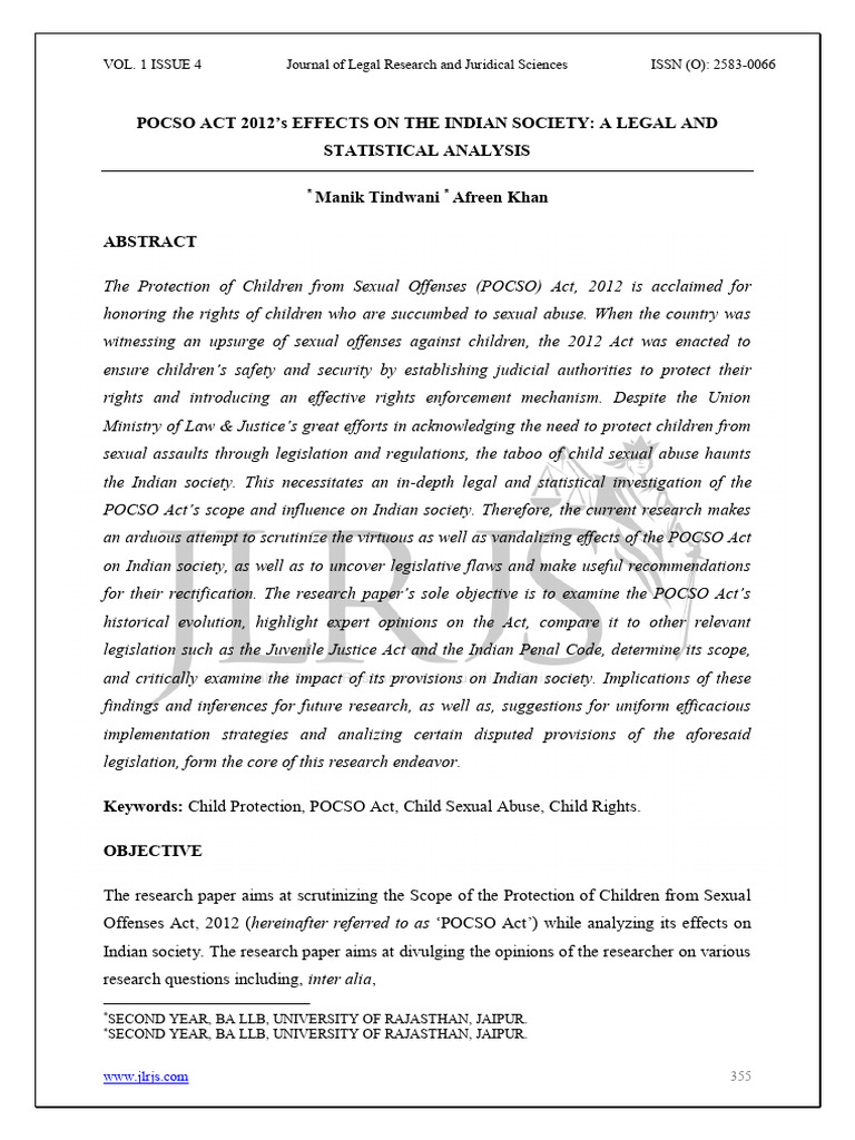 Pocso Act 2012 S Effects On The Indian Society 1655456309 Compressed | PDF | Burden Of Proof ...