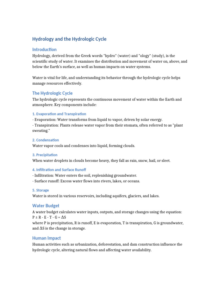 Hydrology and Hydrologic Cycle | PDF