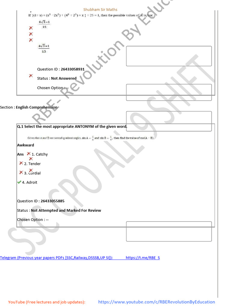 English Comprehension Practice Quiz | PDF | Question | Semantics