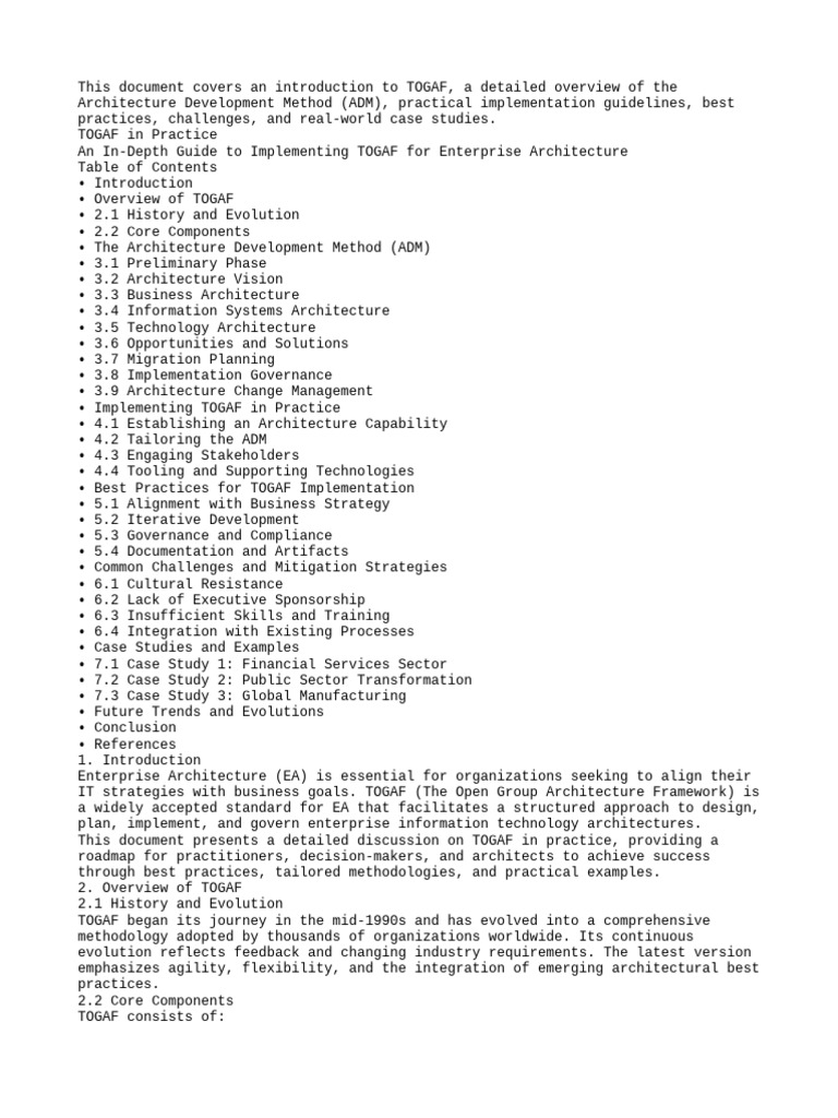 TOGAF in Practice - 250302 - 113934 | PDF | Enterprise Architecture ...