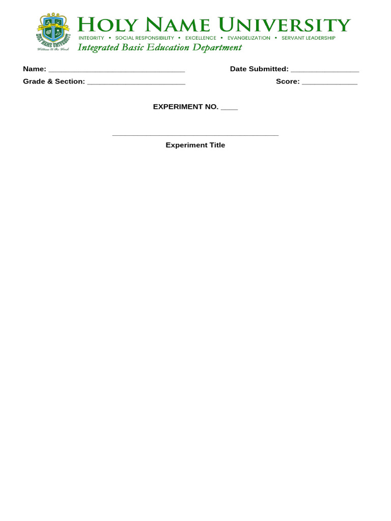 Laboratory Report or Schema Template | PDF