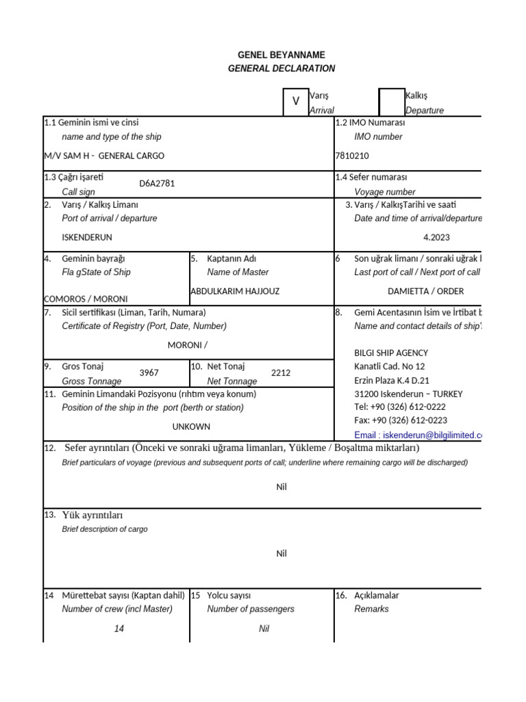 2 General Declaration | PDF