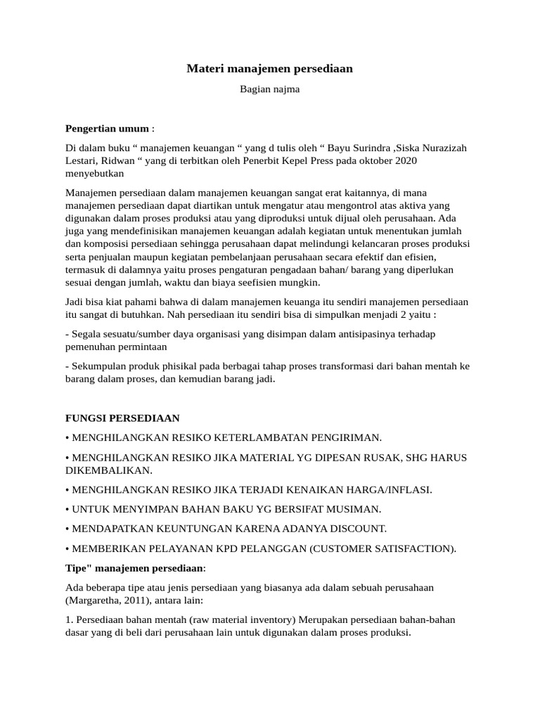 Materi Manajemen Persediaan | PDF