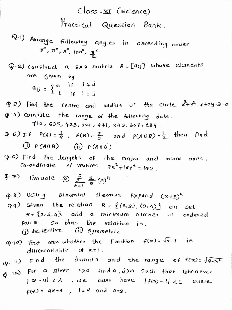 XI TH Science Practical Question Bank | PDF