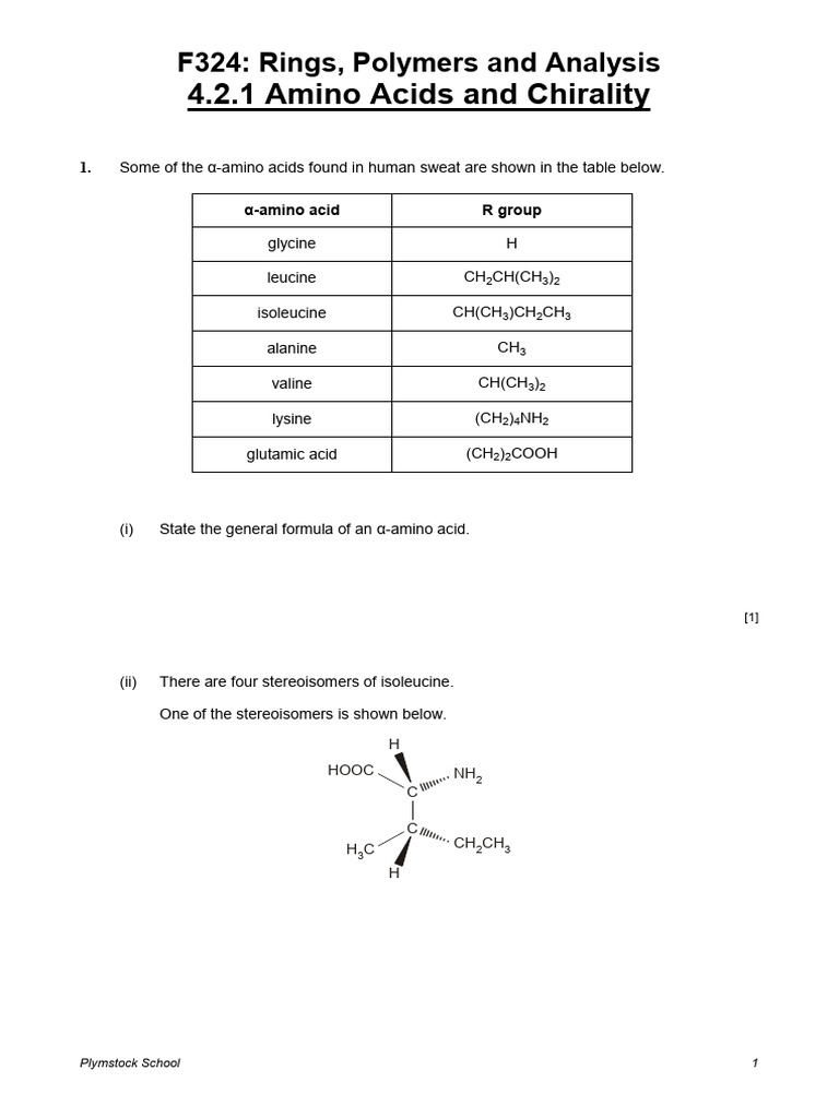 Amino Acids and Chirality | PDF | Amino Acid | Alanine
