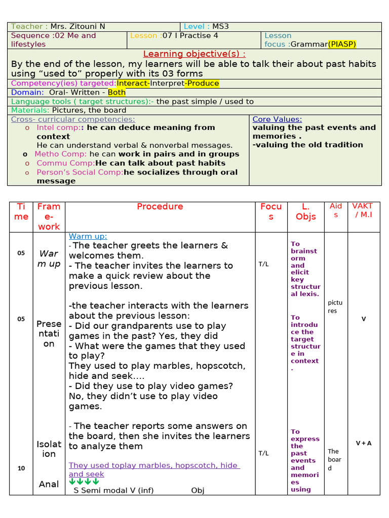 3MS - Grammar Tools - Used To - Lesson-5-I-PRACTICE | PDF | Communication | Cognition