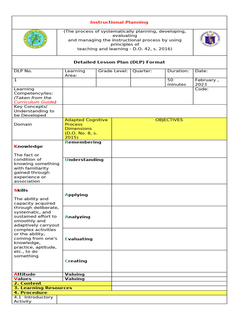 Instructional Planning FORMAT | PDF | Learning | Teachers