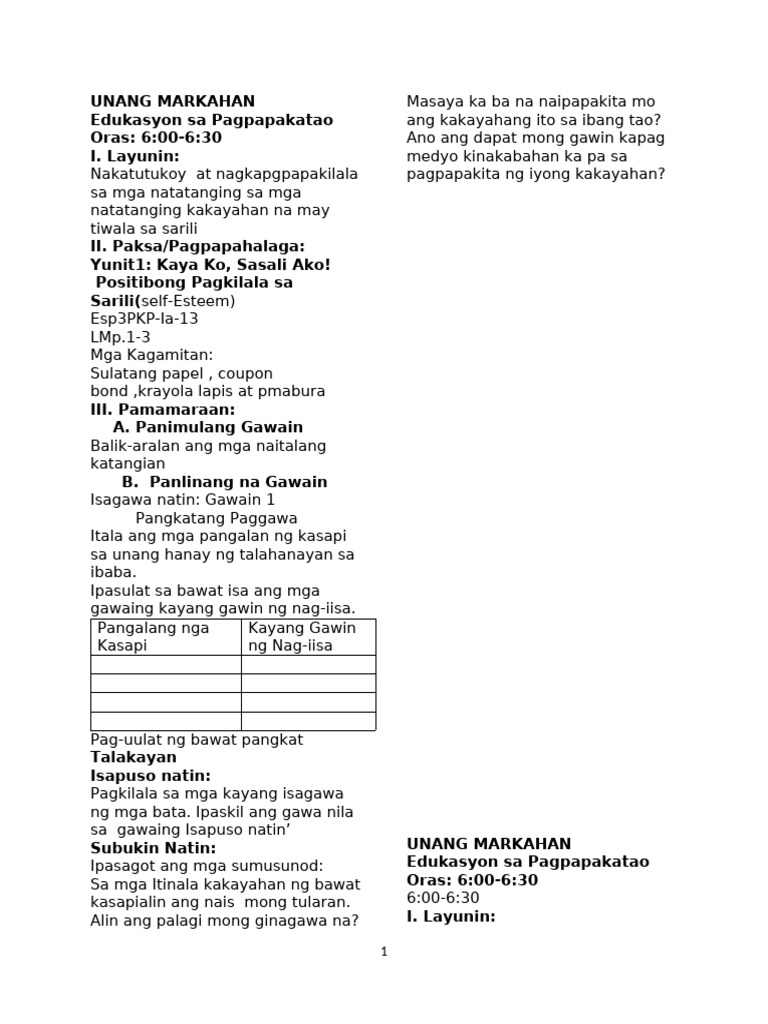 Esp 3 Lesson Plans Whole Year | PDF