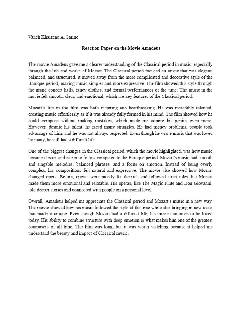 GE6 Amadeus Reaction Paper | PDF