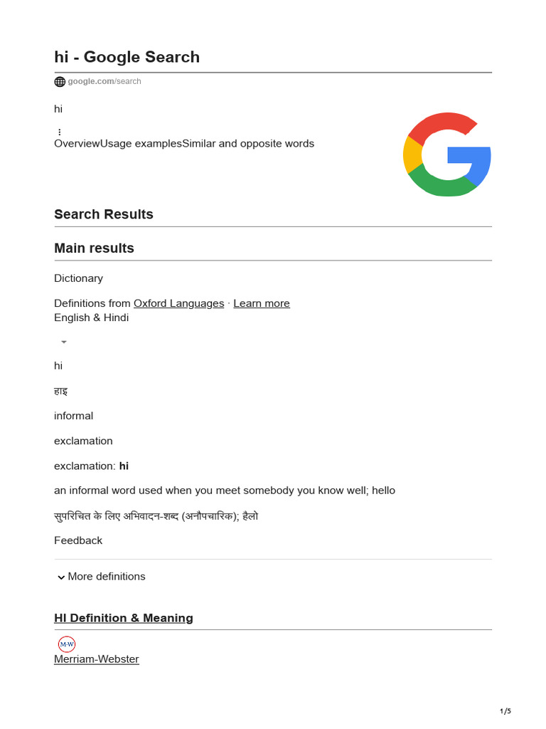 Hi - Google Search | PDF | Dictionary | English Language