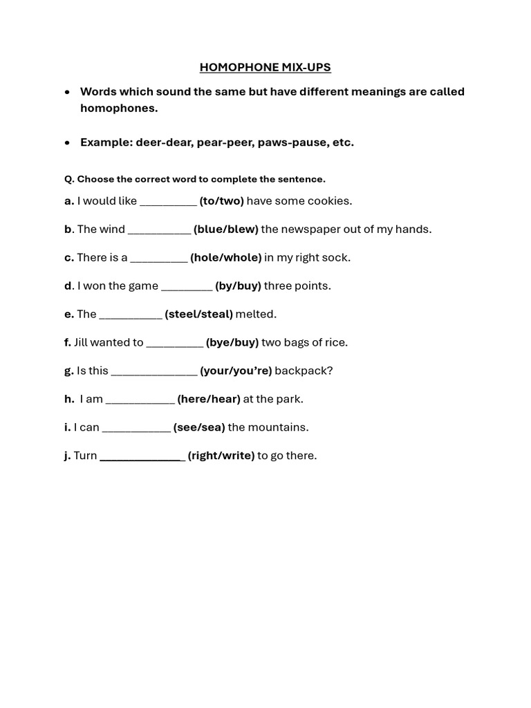 Understanding Homophones and Their Uses | PDF