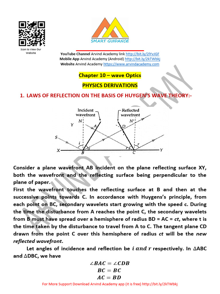 Chap 10 Wave Optics (Derivation) - Uyrvvncp1qxchaof5g7a | PDF ...