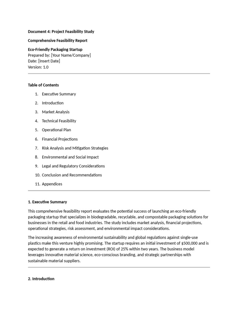 Comprehensive Feasibility Report | PDF | Feasibility Study | Corporate ...