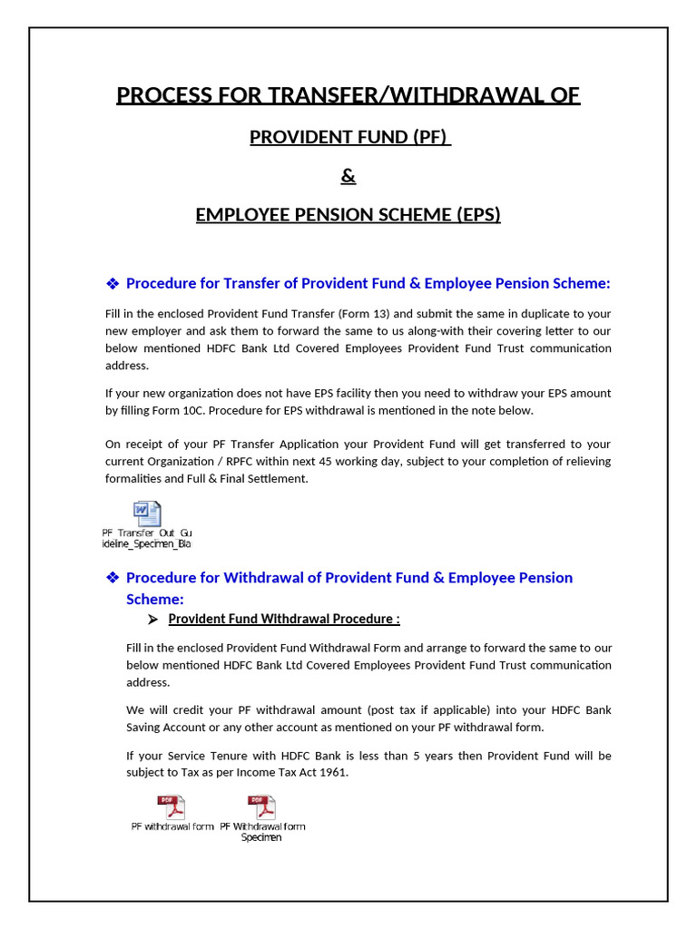 Process For Transfer & Withdrawal of PF & EPS - Ver - 0.2 | PDF ...