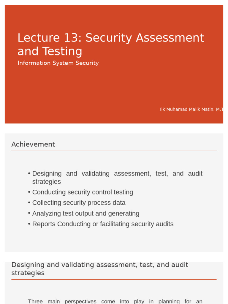 Lecture 13. Security Assessment and Testing | PDF | Security | Computer ...