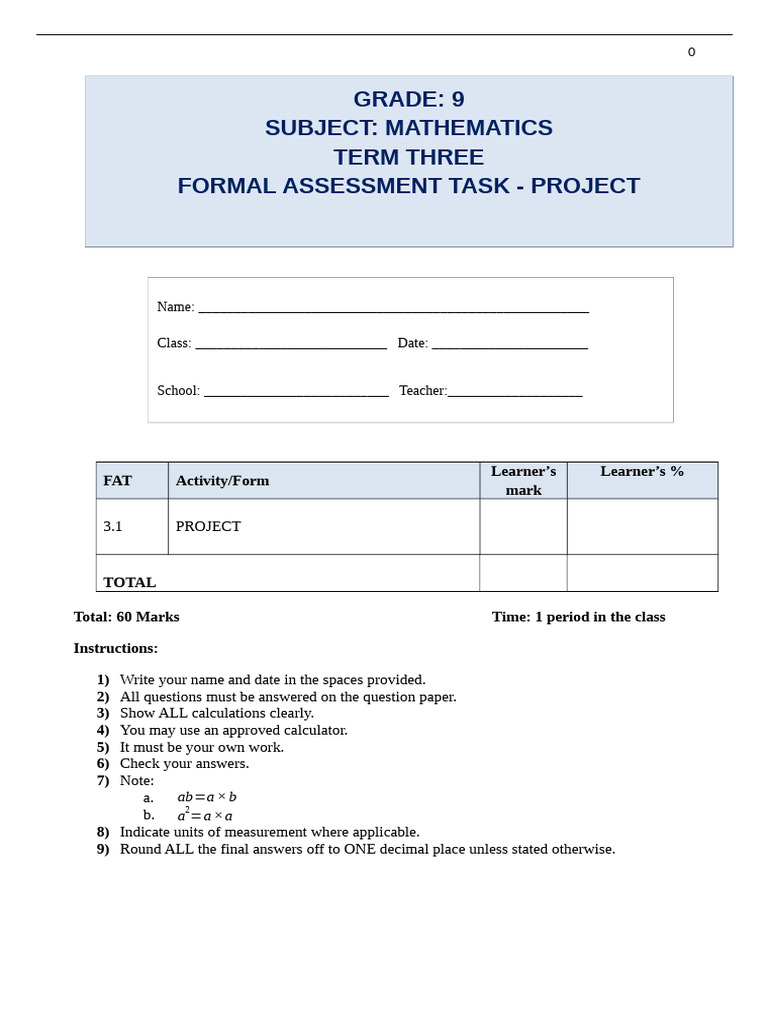Mathematics_Grade_9_FAT_3.1._Project_Volume_and_Surface_Area.docx (1) | PDF | Area | Volume