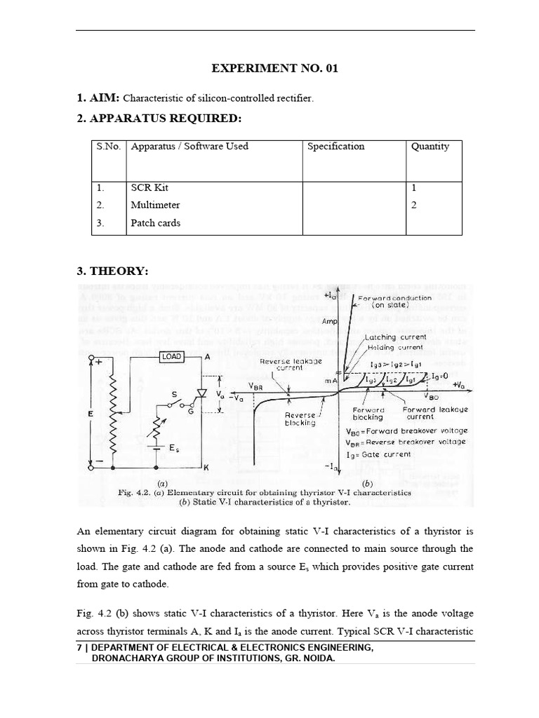 VI Characteristics of SCR | PDF | Electricity | Semiconductor Devices