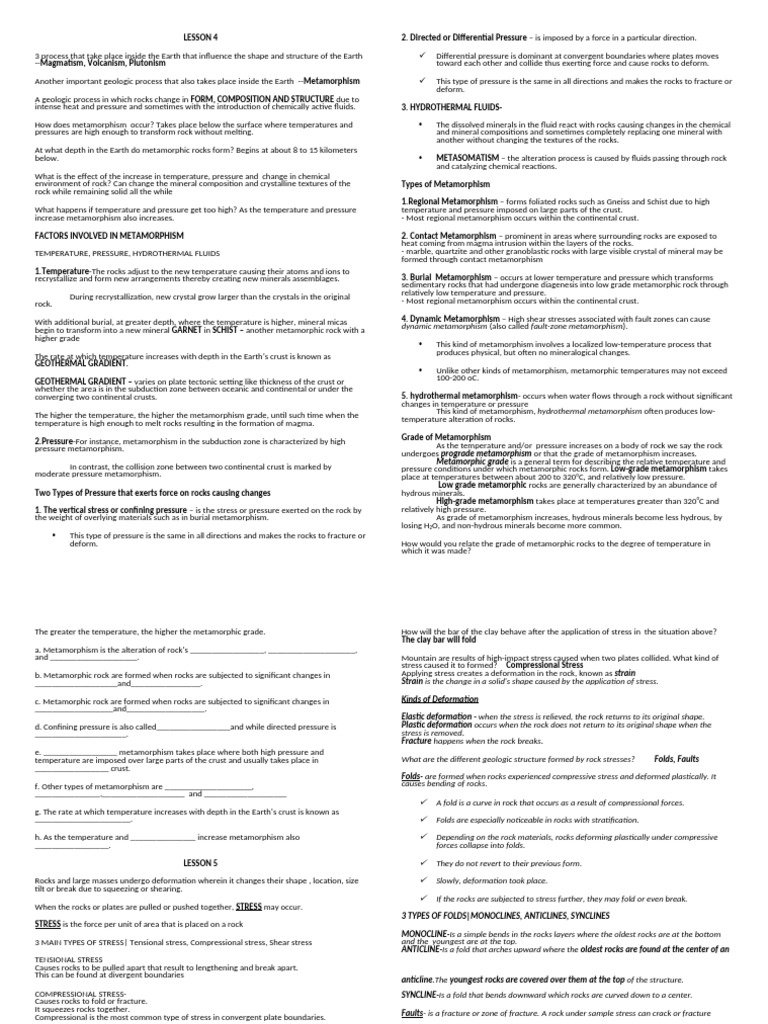 2nd summative in earth science. reviewer | PDF | Fault (Geology) | Rock ...