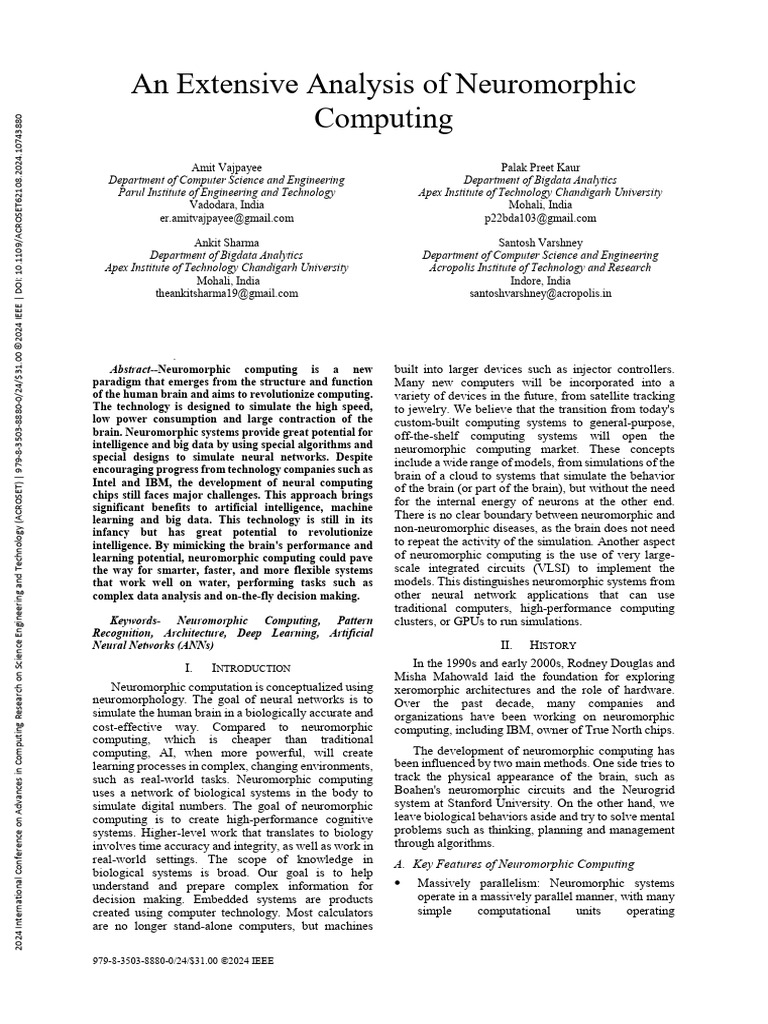 An Extensive Analysis of Neuromorphic Computing-1 | PDF | Machine Learning | Computing