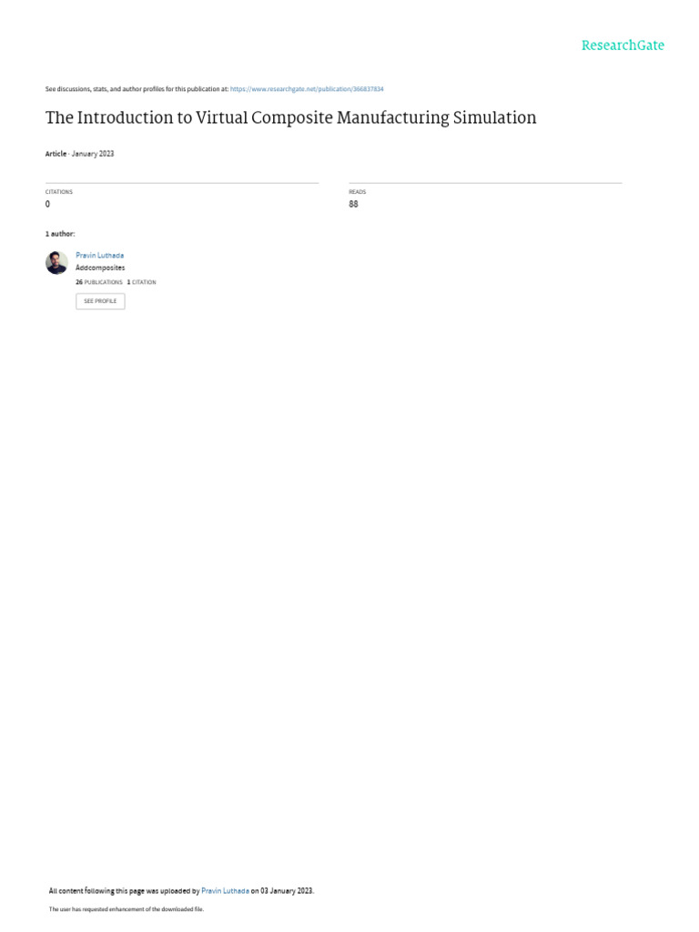TheIntroductiontoVirtualCompositeManufacturingSimulation | PDF | Simulation | Computer Aided Design