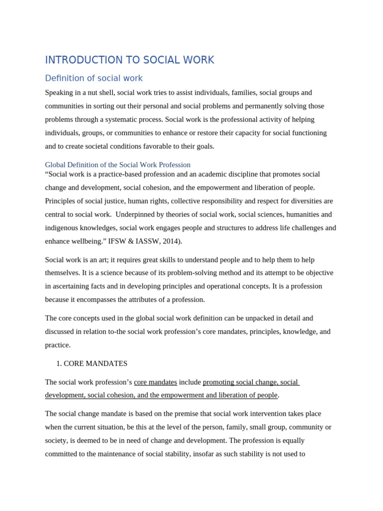 Understanding Social Work Principles | PDF | Psychiatry | Social Work