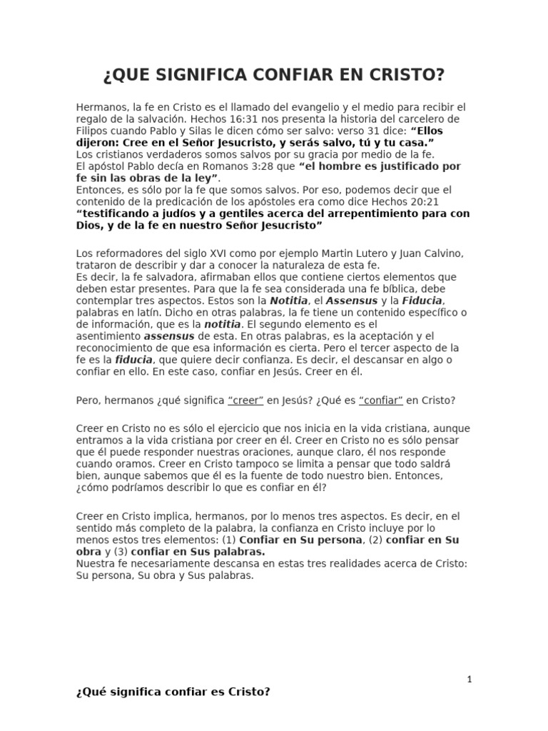 Que Significa Confiar en Cristo | PDF | Cristo (título) | Fe