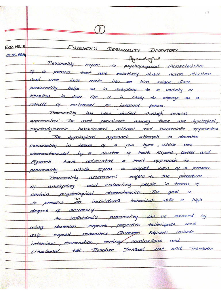 Eysenck personality inventory ex-2 | PDF