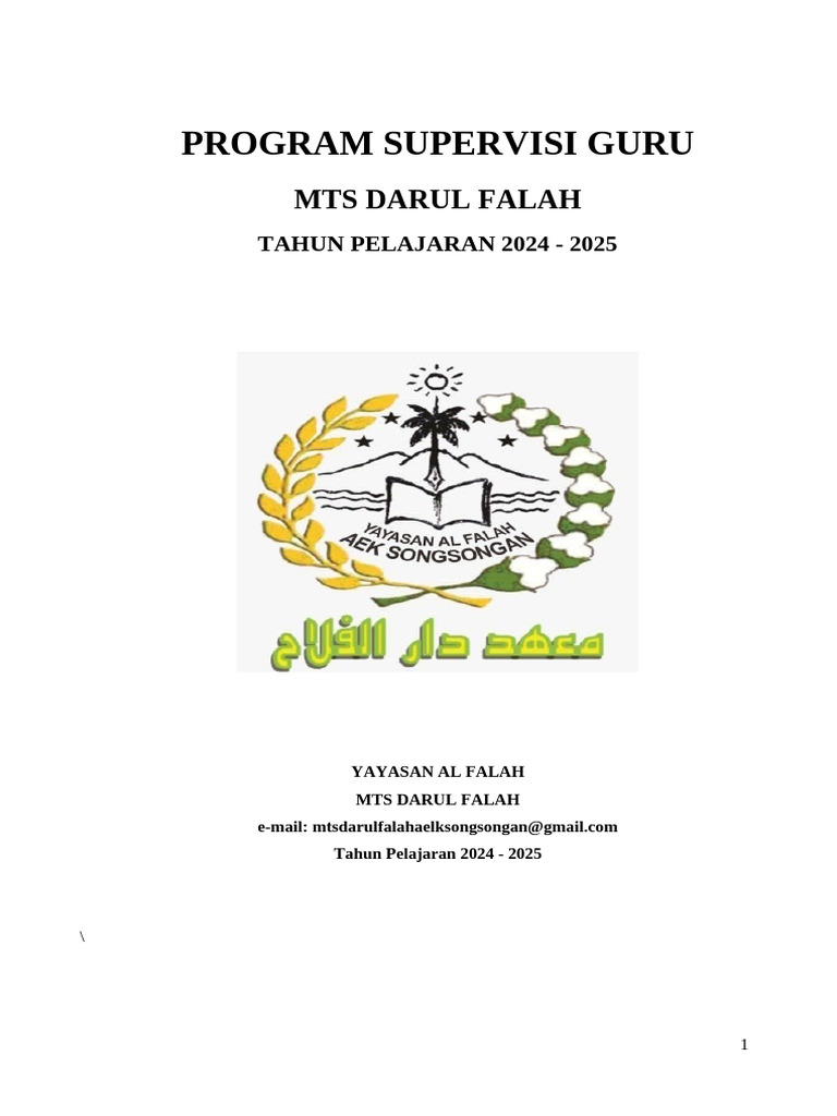 Program-Supervisi-Mts Darul Falah 2024.2025 | PDF