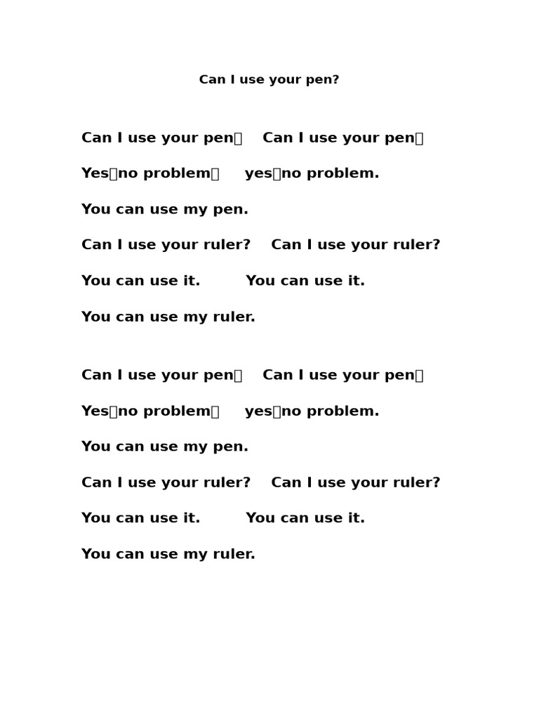 Can I Use Your Pen | PDF