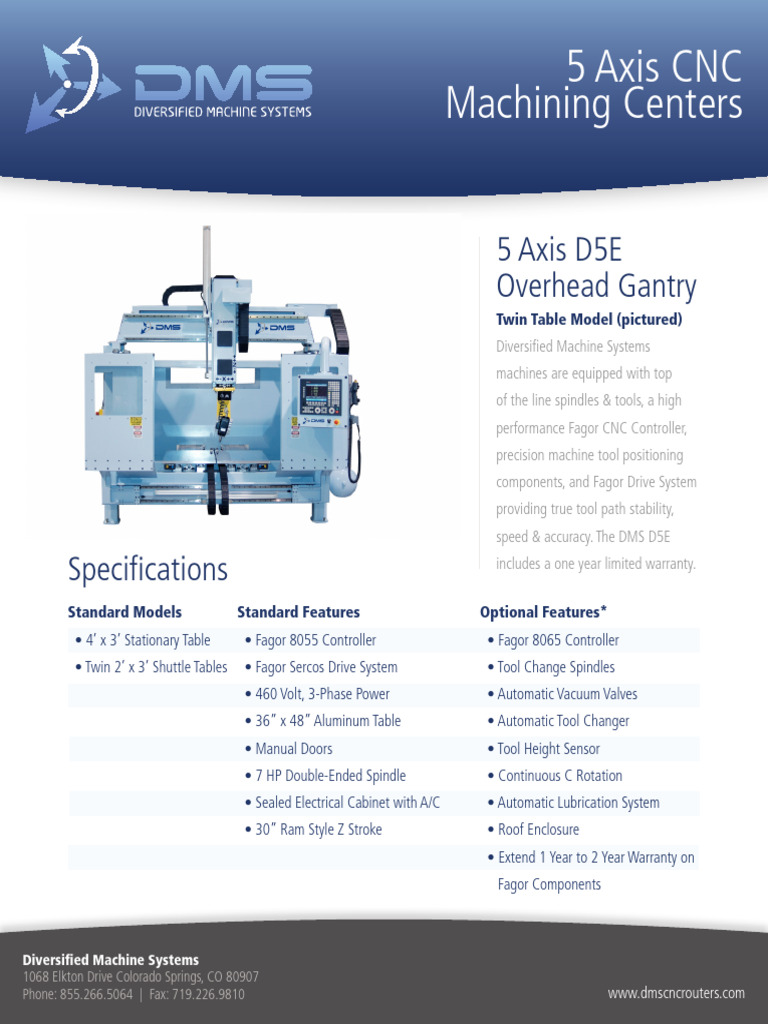 DMS 5 Axis D5E Overhead Gantry v52 | PDF | Mechanical Engineering ...