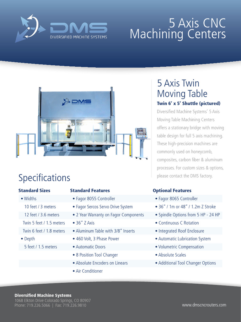 DMS-5-Axis-Twin-Moving-Table-Machine-v3-A4 | PDF | Secondary Sector Of ...