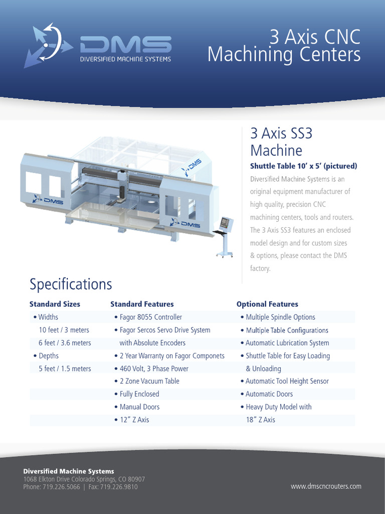 DMS 3 Axis SS3 Machine v4 A4 | PDF | Numerical Control | Mechanical Engineering