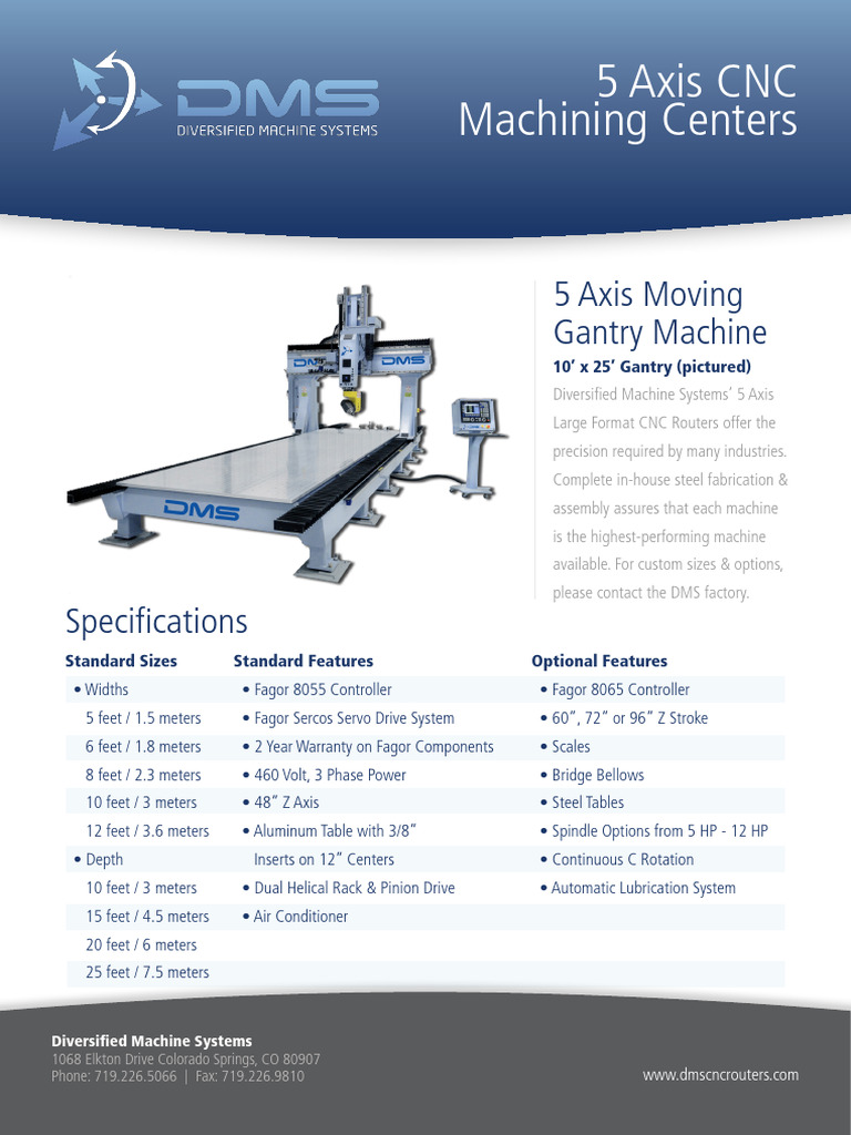 DMS 5 Axis Large Format Moving Gantry v3 A4 | PDF | Numerical Control ...