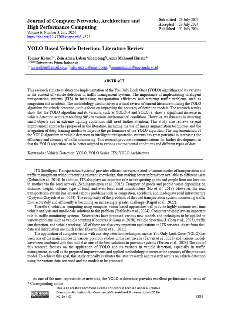 YOLO Vehicle Detection Review | PDF | Computer Vision | Traffic
