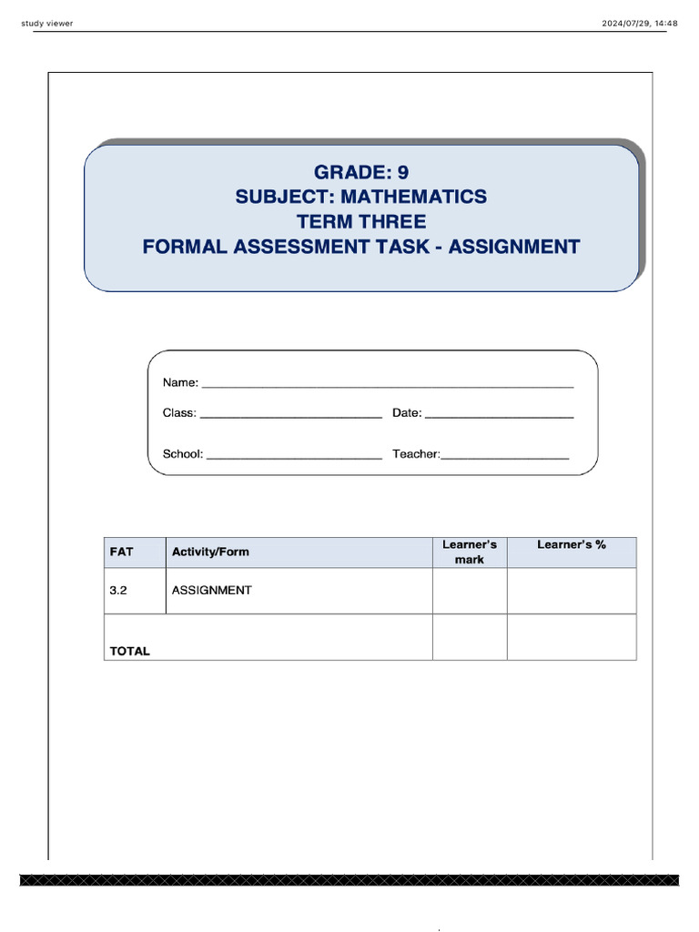 Grade 9 Mathematics Project Graphs PDF | PDF