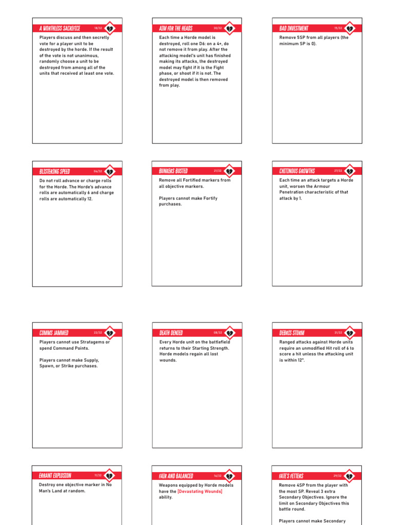Misery Cards - Print Friendly | PDF | Battles | Military Operations