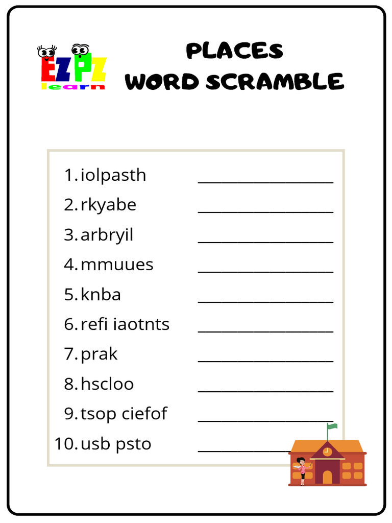 Places Word Scramble Simple | PDF