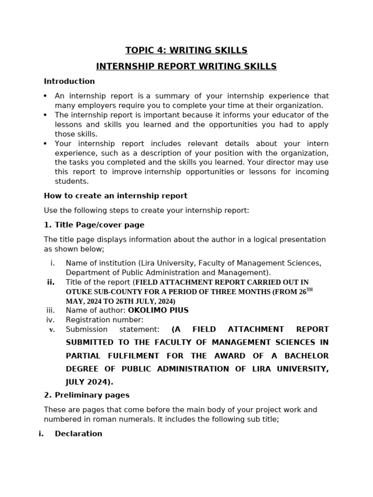 Internship Report Writing Guide | PDF | Swot Analysis | Knowledge