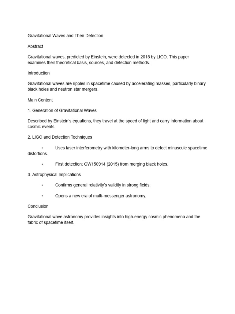 Gravitational Waves And Their Detection Pdf