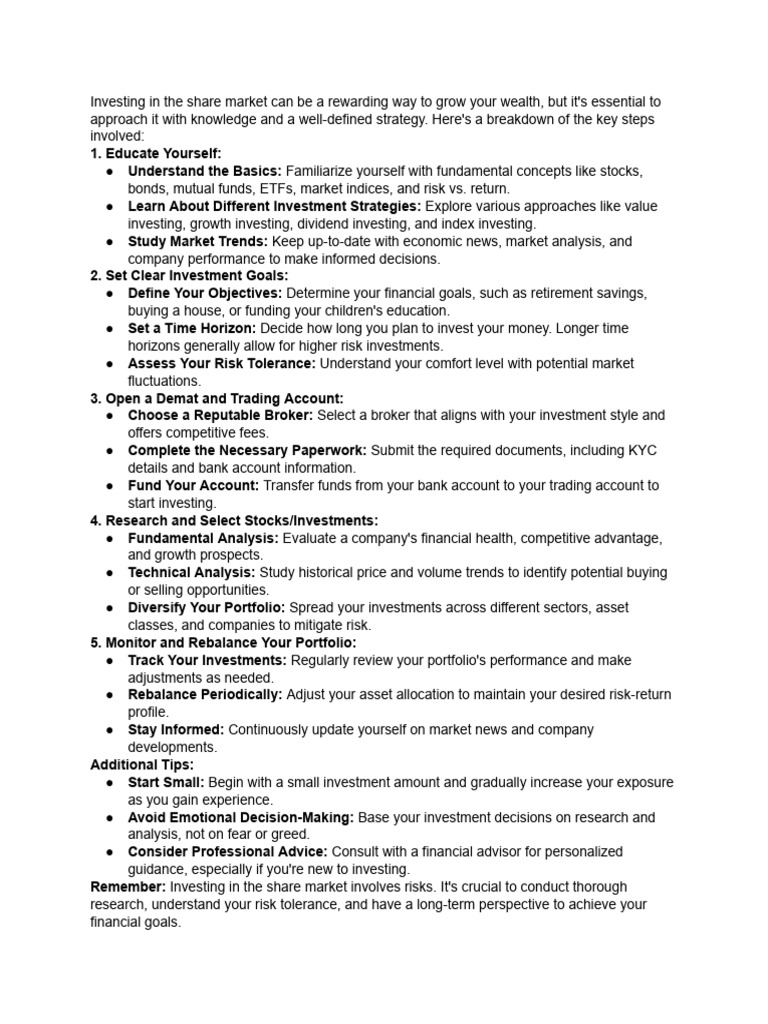 How To Invest in Share Market | PDF | Investing | Risk